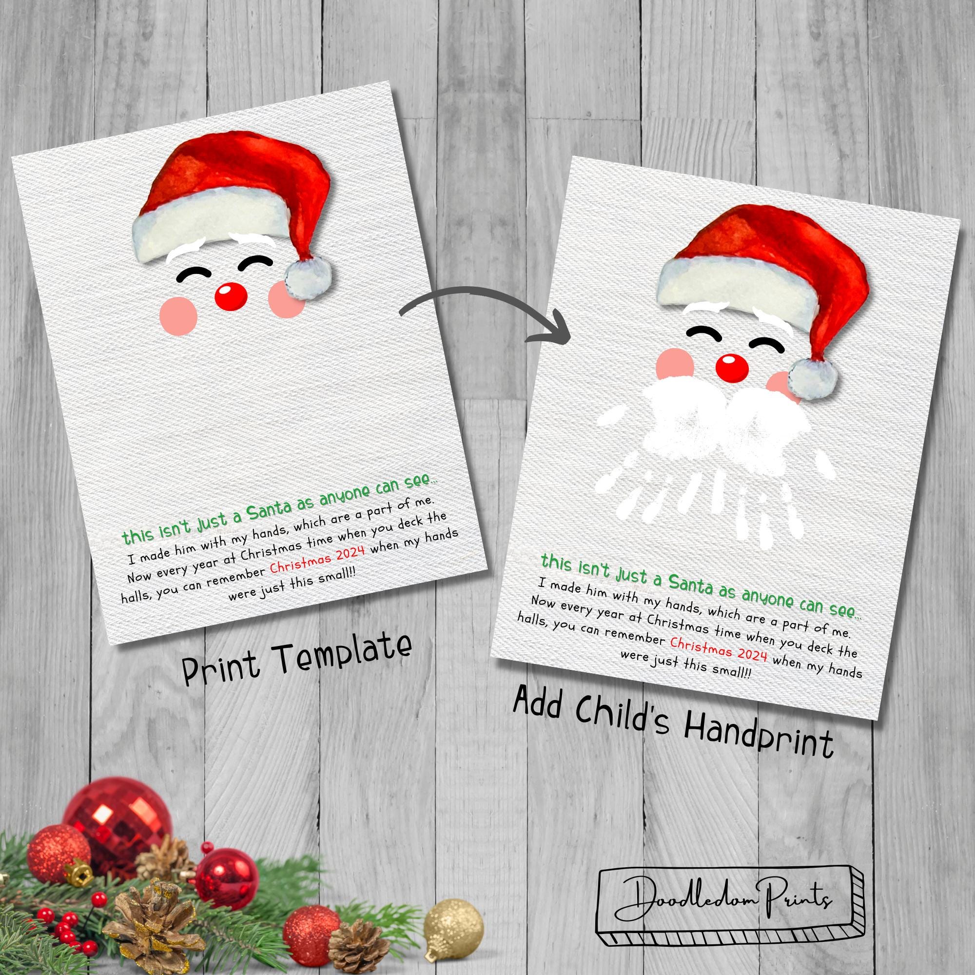Christmas Santa Handprint Art, Santa Claus DIY Kid Christmas Craft ...