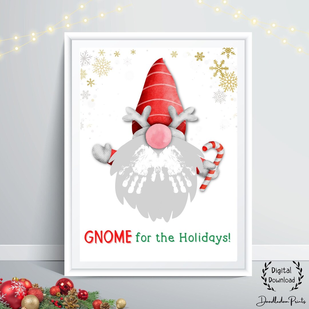 Christmas Gnome Handprint Template, Christmas Printable Handprint Craft ...