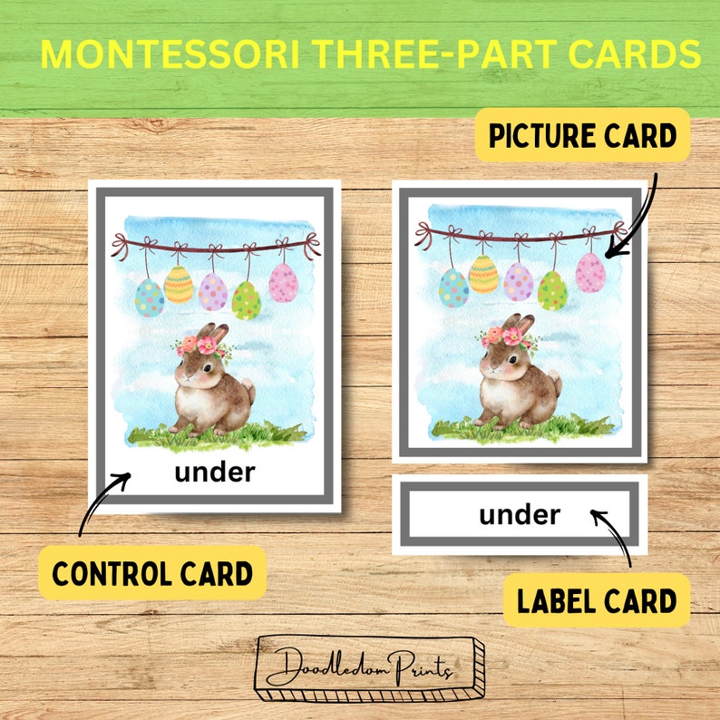 EASTER Preposition Picture Cards, Montessori Language & Grammar Three ...