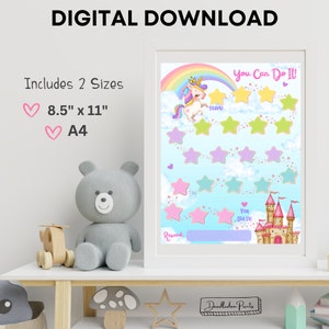 Unicorn Reward Chart for Kids, Printable Unicorn Daily Behavior Reward ...