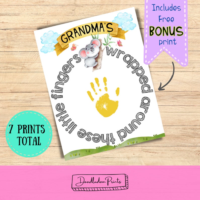 Handprint Art for Grandma, Printable Birthday Card for Grandmother, DIY ...