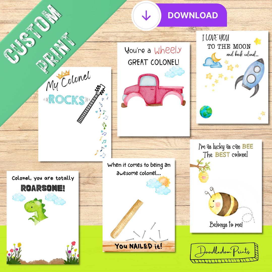 CUSTOM PRINT - Colonel Watercolor Handprint Craft Bundle, Instant ...