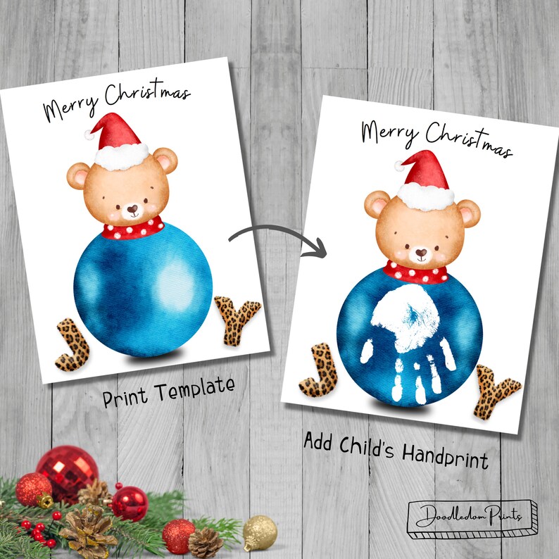 Christmas Joy Ornament Handprint Craft, Christmas Handprint Craft for ...