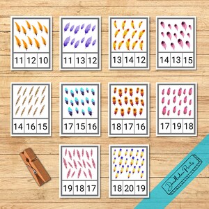 FEATHERS Count and Clip Cards 1-20, Toddler Summer Number Activity ...
