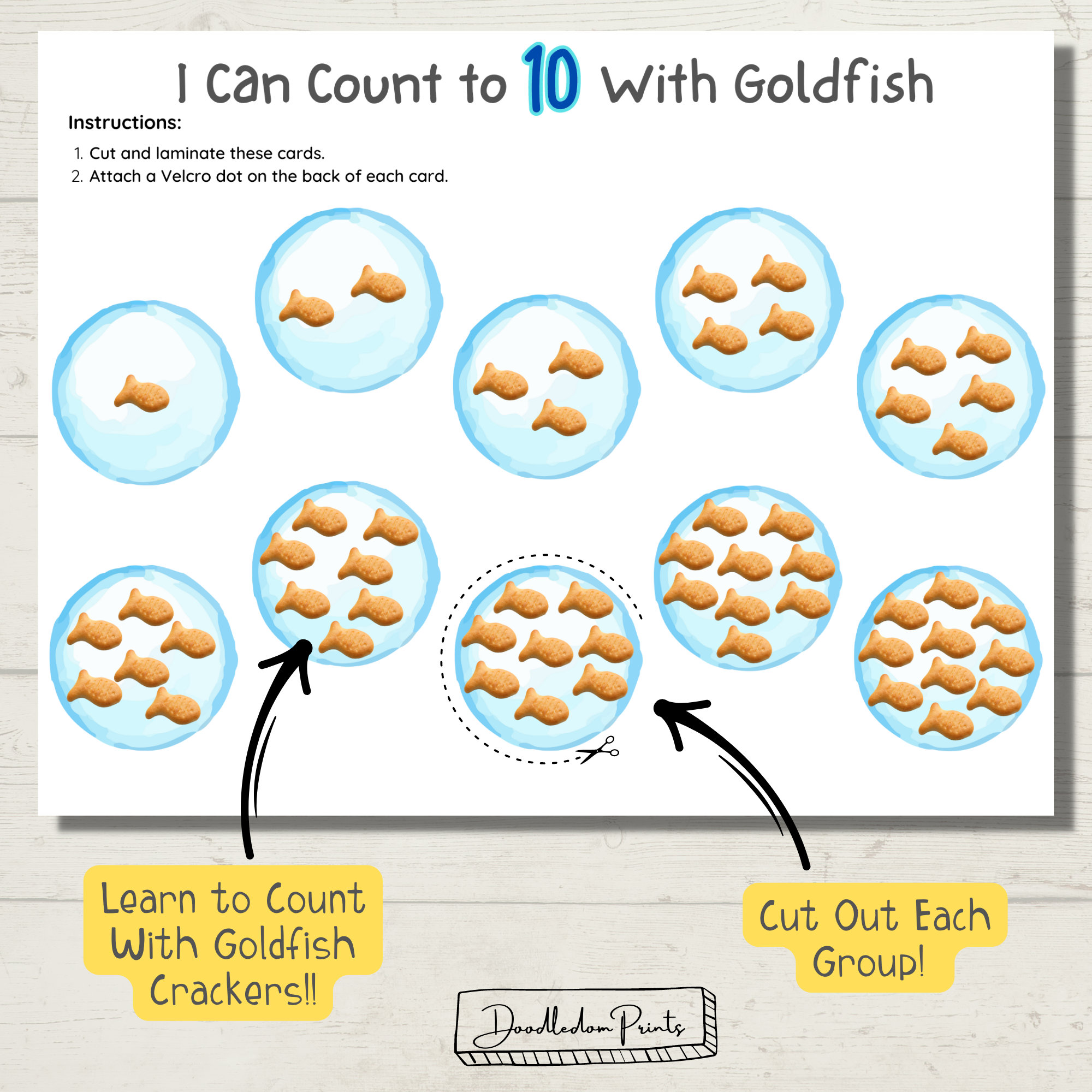 Goldfish Counting Printable Mat, Fish Counting Activity, Preschool Math ...