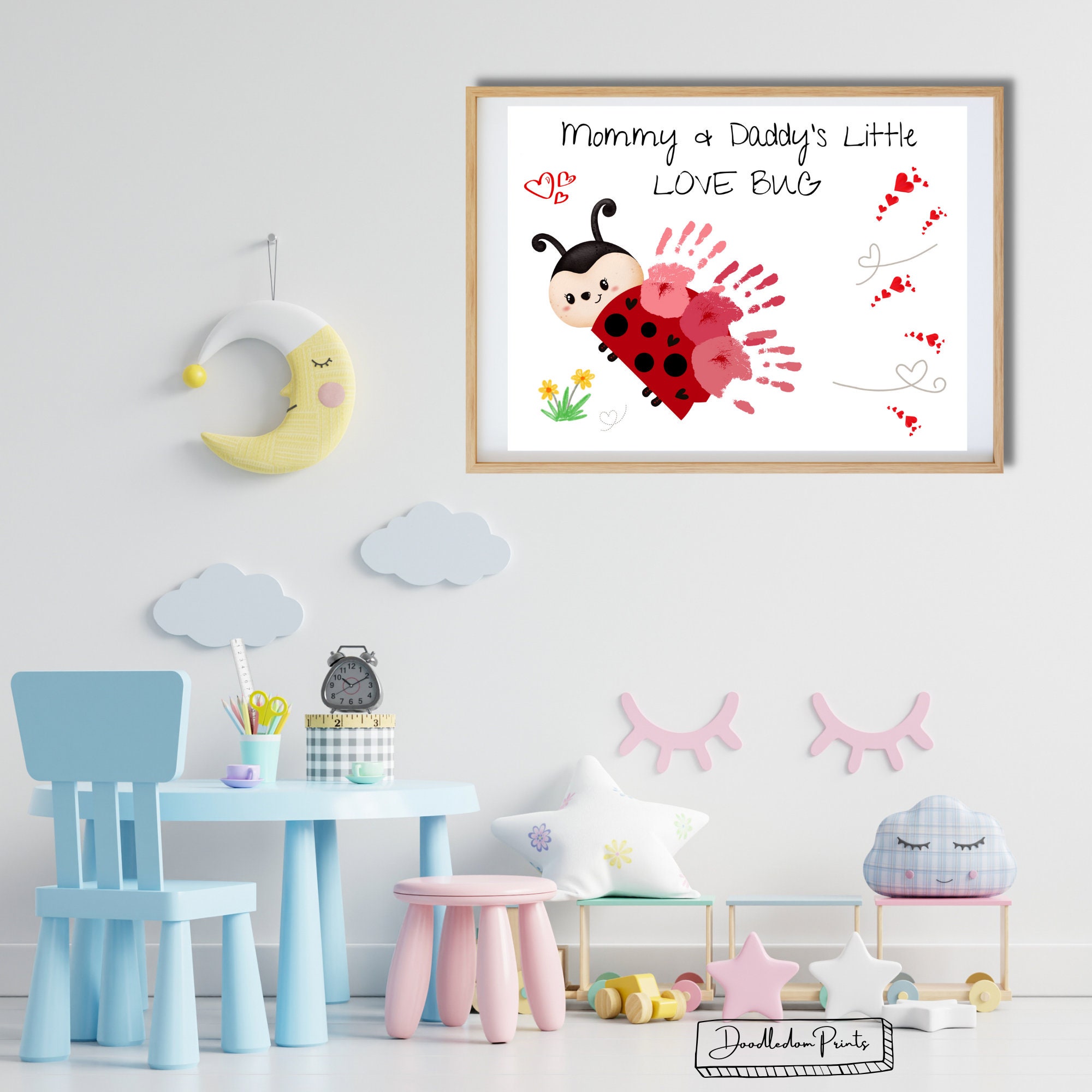 Valentines Day Handprint Craft, Baby Handprint Art Printable, Toddler ...