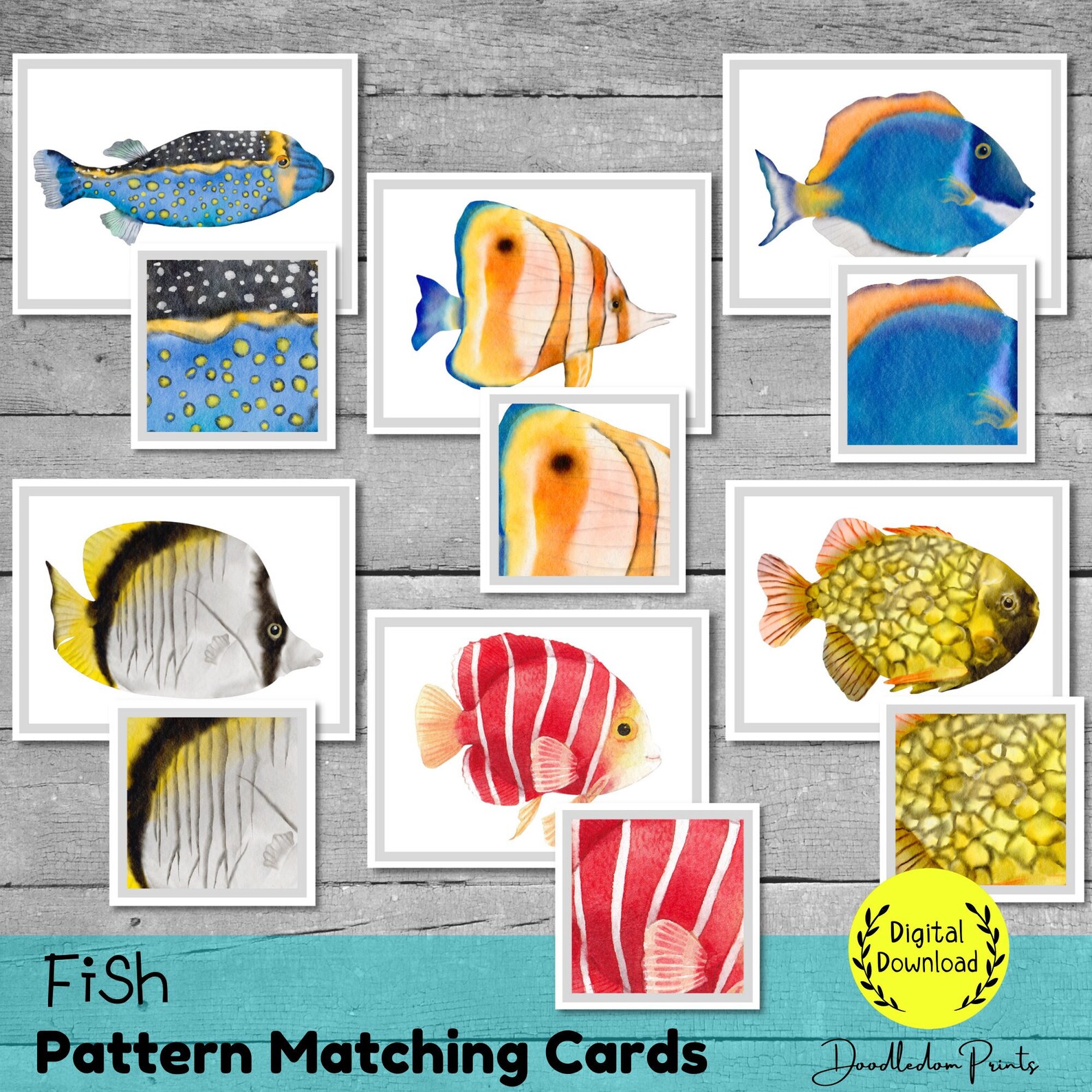 Fish Pattern Matching Activity, Printable Montessori Material, Toddler ...