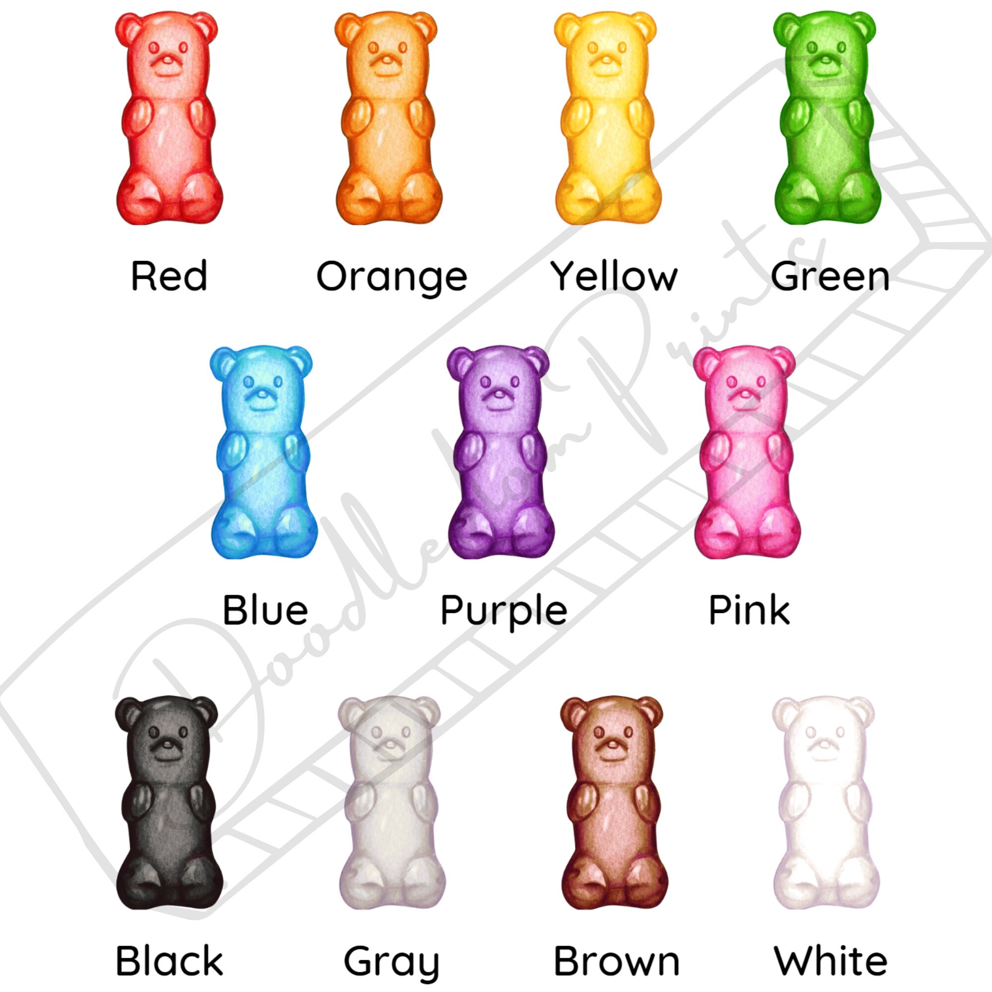 Color Chart, Educational Teddy Bear Printable, Watercolor Nursery Décor ...