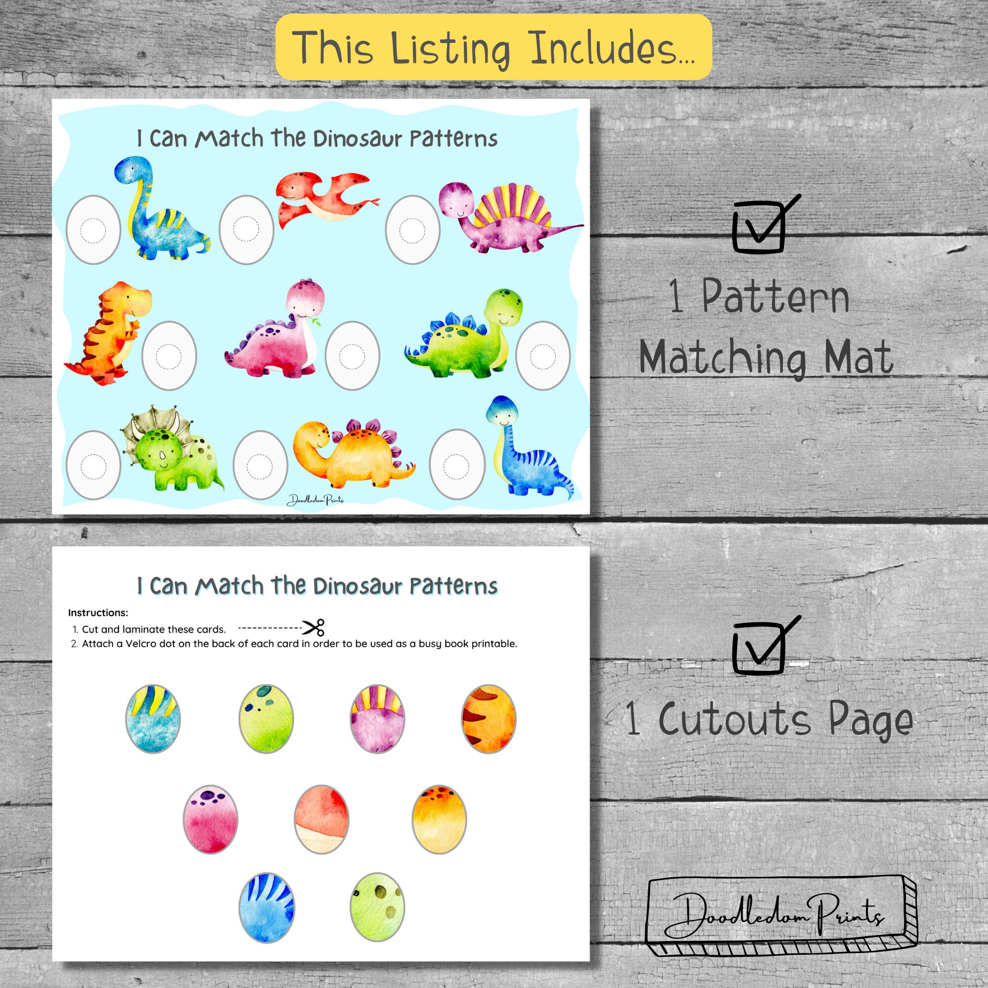 Dinosaur Matching Activity, 1 2 3 4 Year Old Toddler Montessori ...