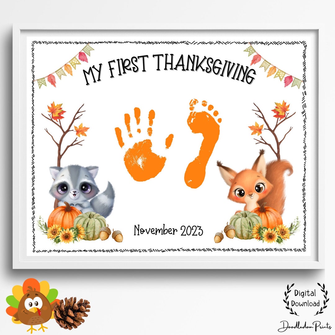 Thanksgiving Baby Handprint Keepsake Art, My First Thanksgiving ...