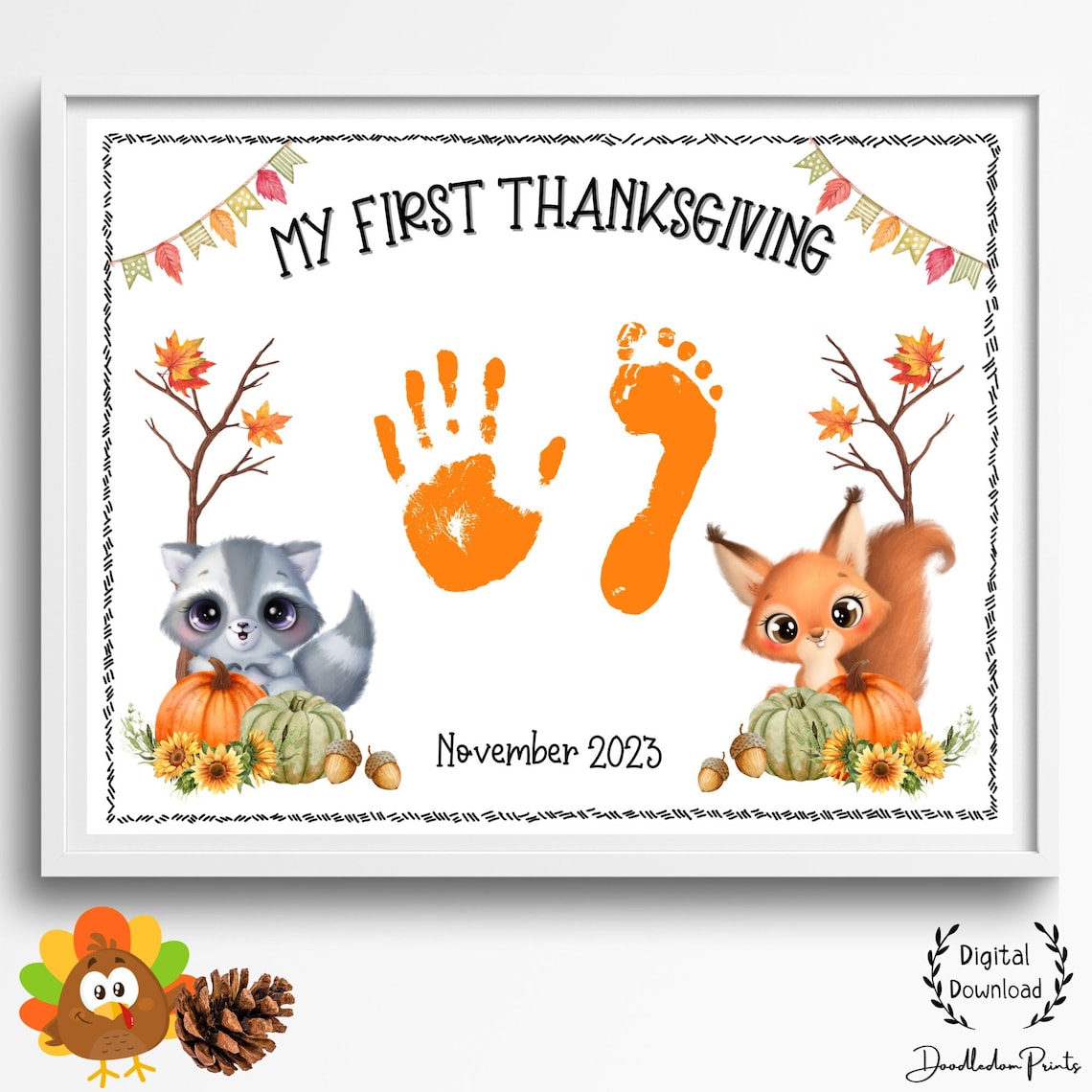 Thanksgiving Baby Handprint Keepsake Art, My First Thanksgiving ...