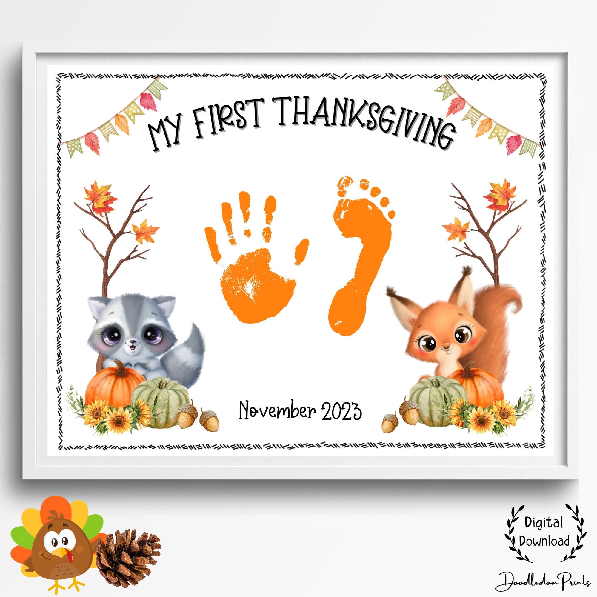Thanksgiving Baby Handprint Keepsake Art, My First Thanksgiving ...