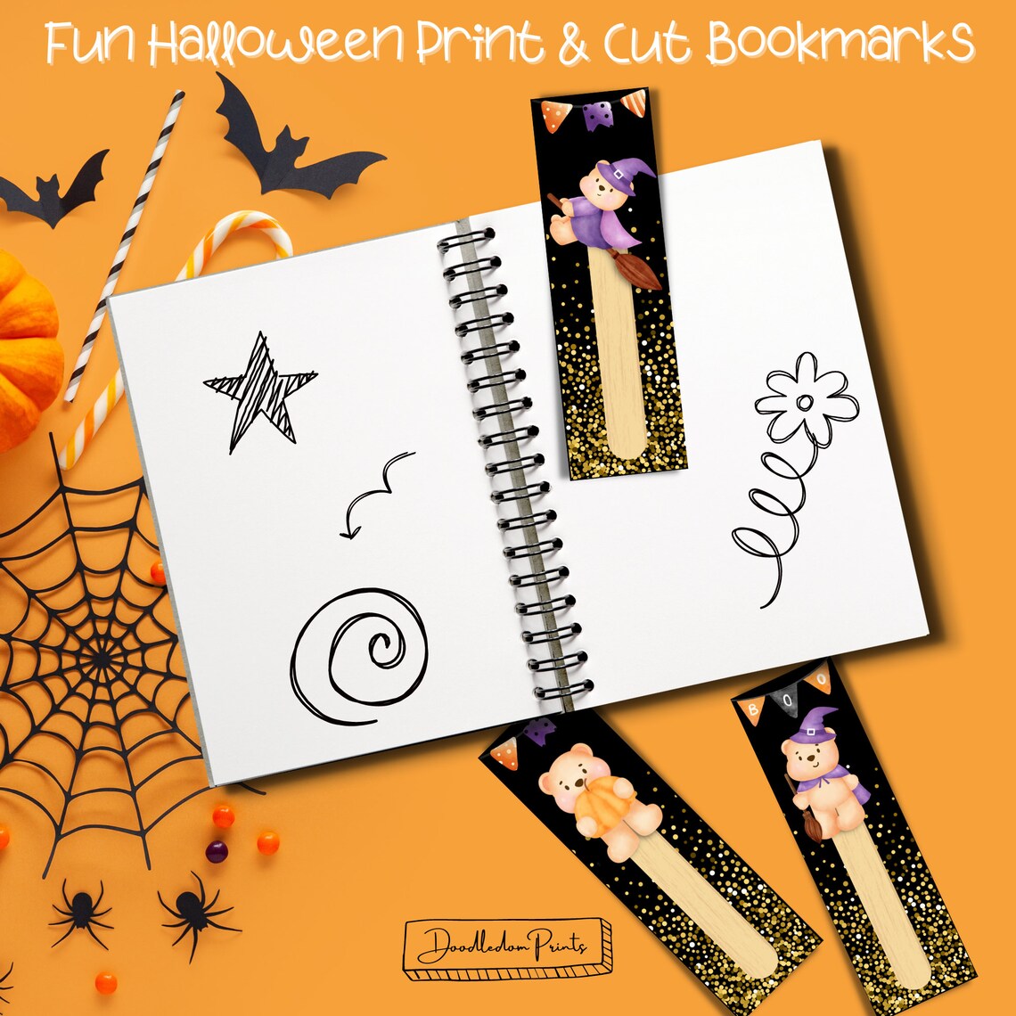 Printable Halloween Teddy Bear Bookmarks for Kids, PDF Instant Download ...