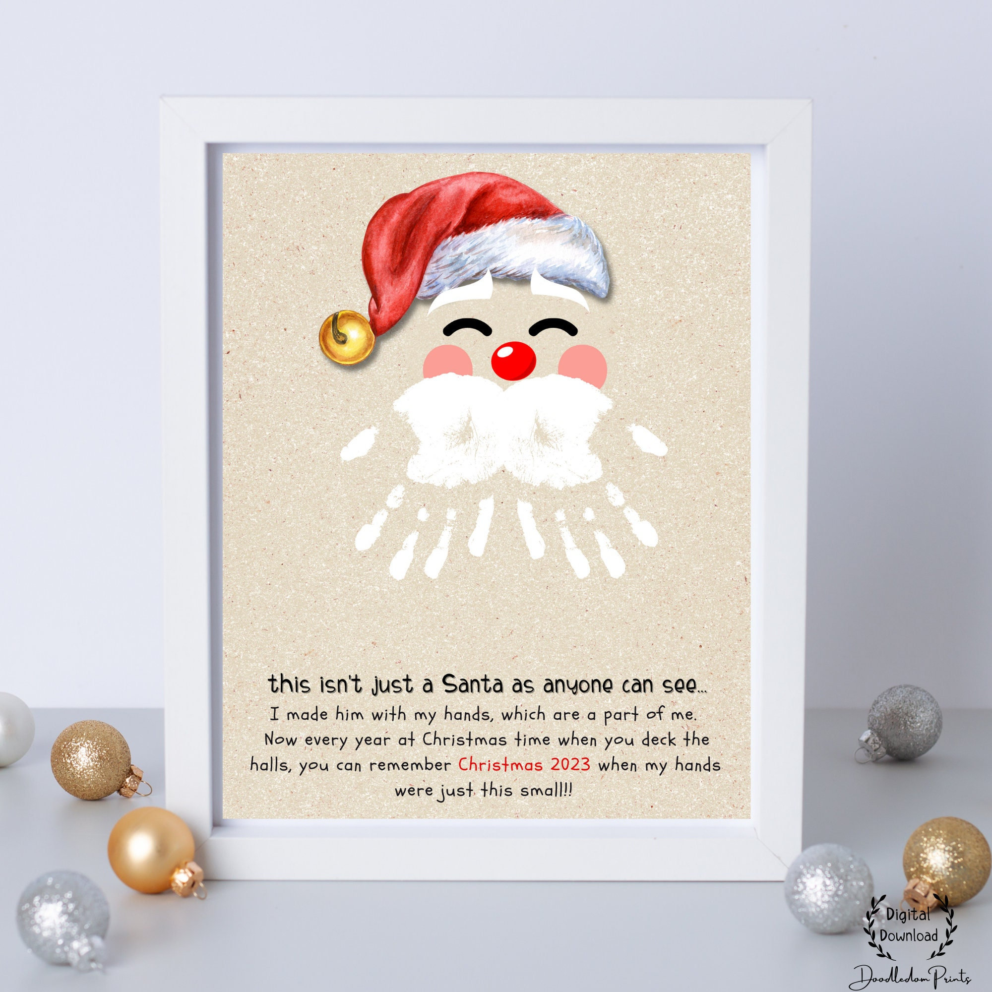 Santa Handprint Art Craft, Baby Toddler Kids DIY Printable Christmas ...