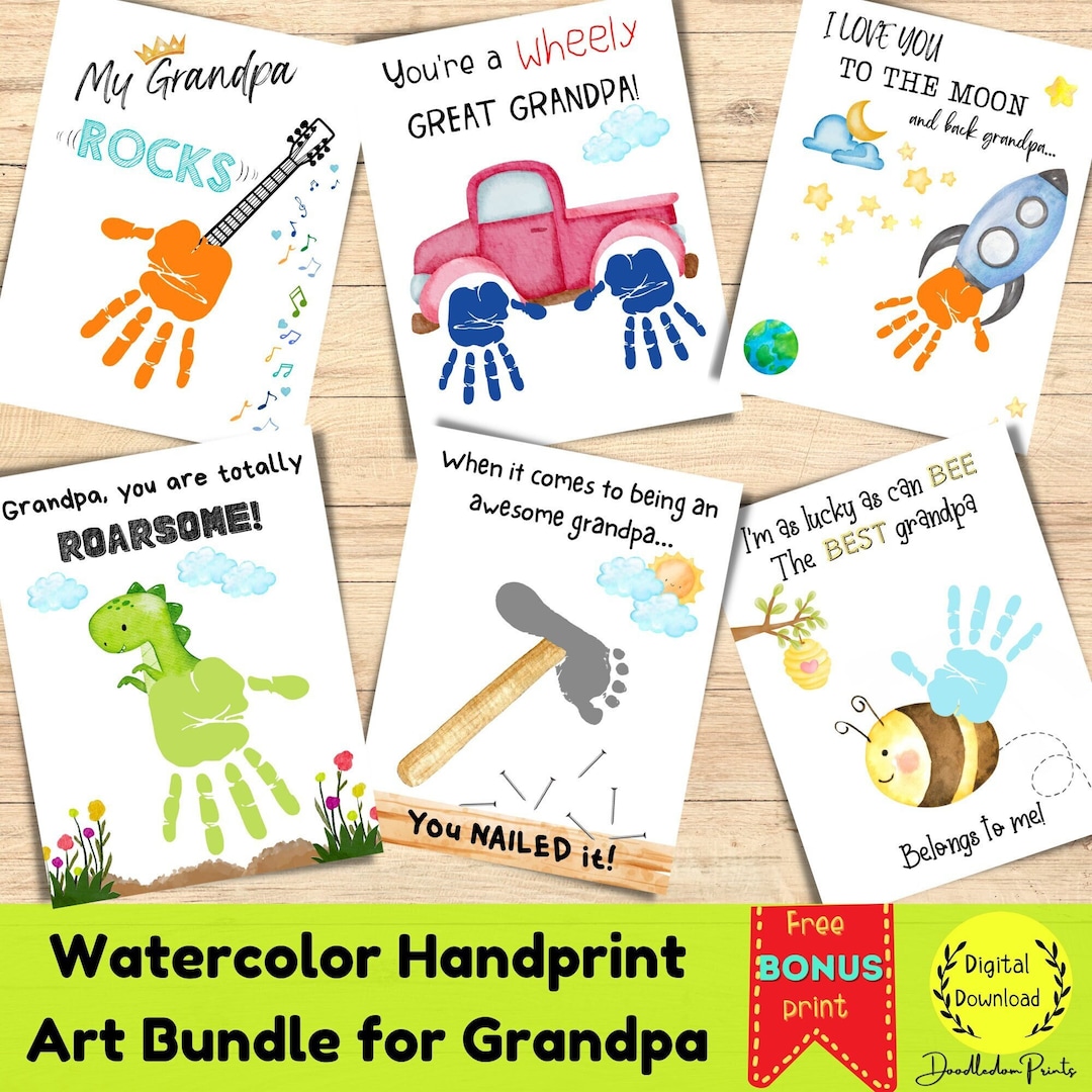 Handprint Art for Grandpa, Printable Birthday Card for Grandad, Gift ...