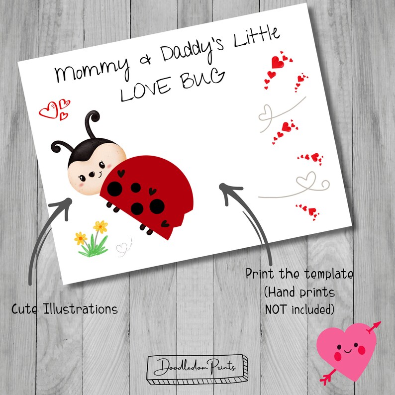 Valentines Day Handprint Craft, Baby Handprint Art Printable, Toddler ...