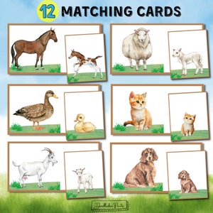 Farm Animal Mother and Baby Matching Cards, Farm Flashcards, Farm ...