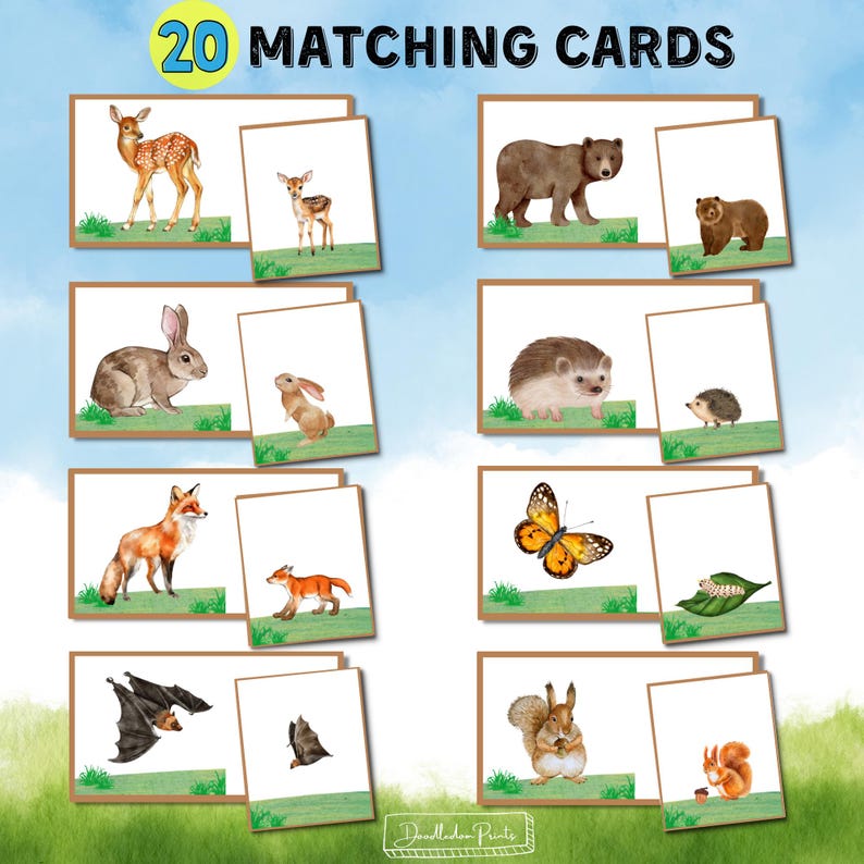 Mother and Baby Woodland Animal Flash Cards, Fall Theme Toddler ...