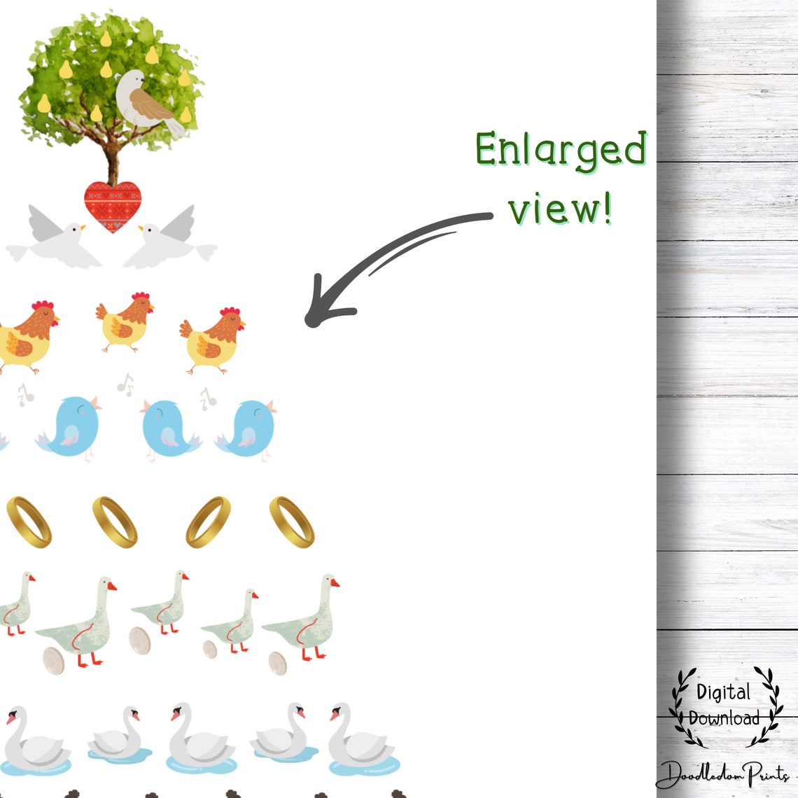 Twelve Days of Christmas Print, Christmas Printable Wall Art, Holiday ...