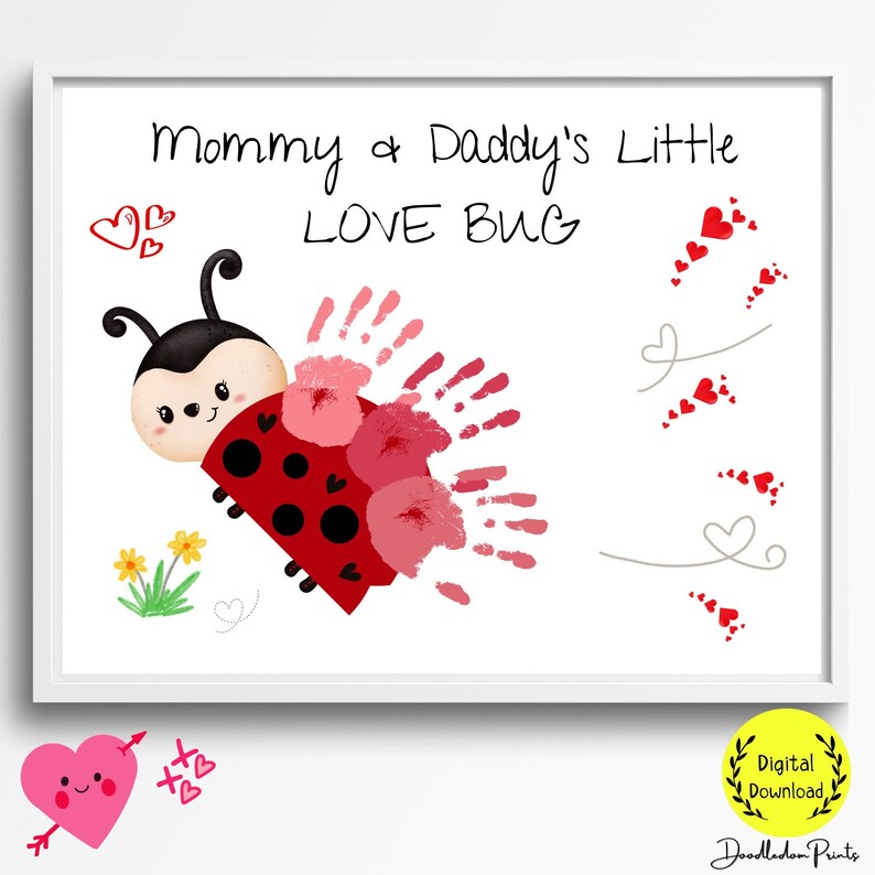 Valentines Day Handprint Craft, Baby Handprint Art Printable, Toddler ...
