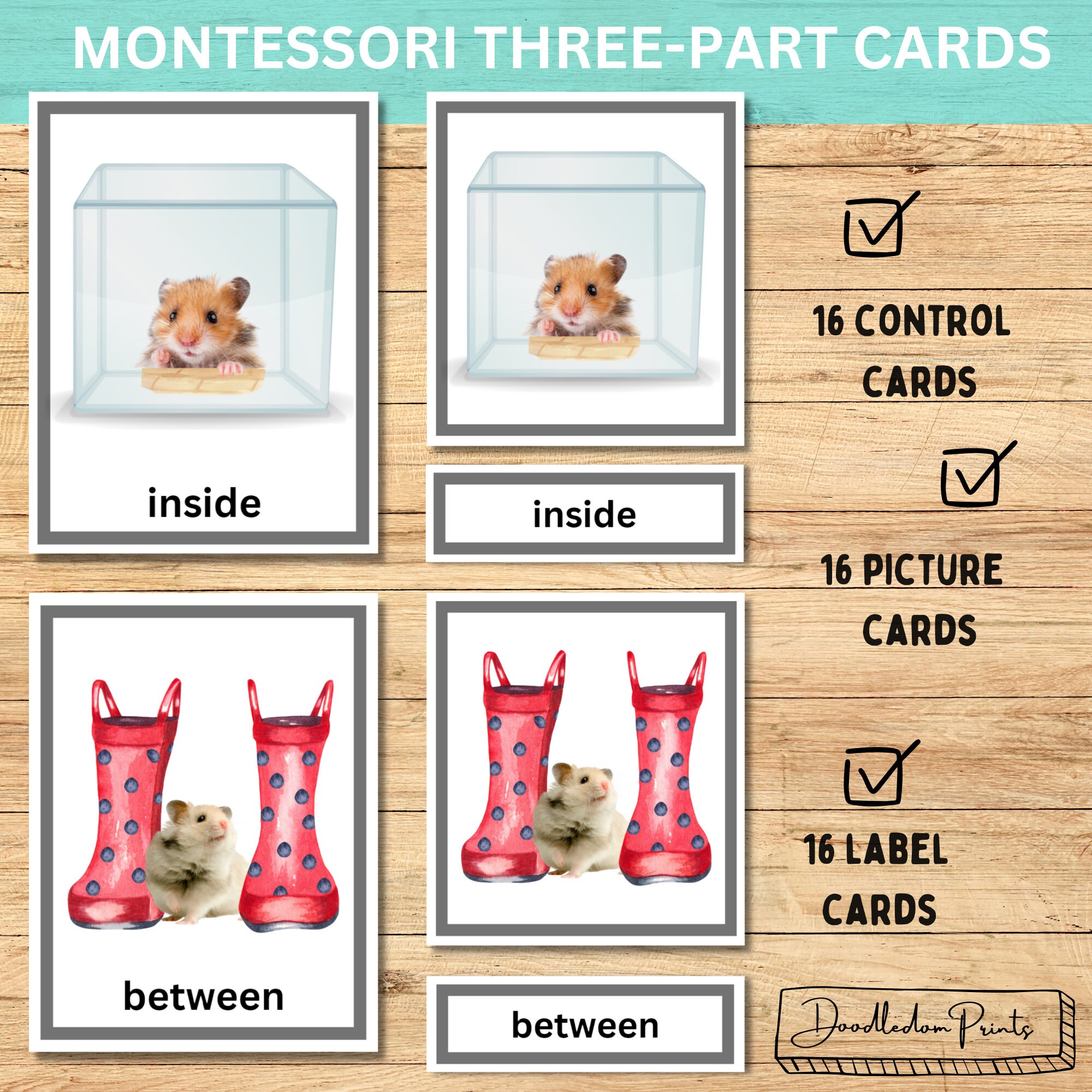 Preposition 3 Part Cards, Montessori Language Arts, Montessori ...