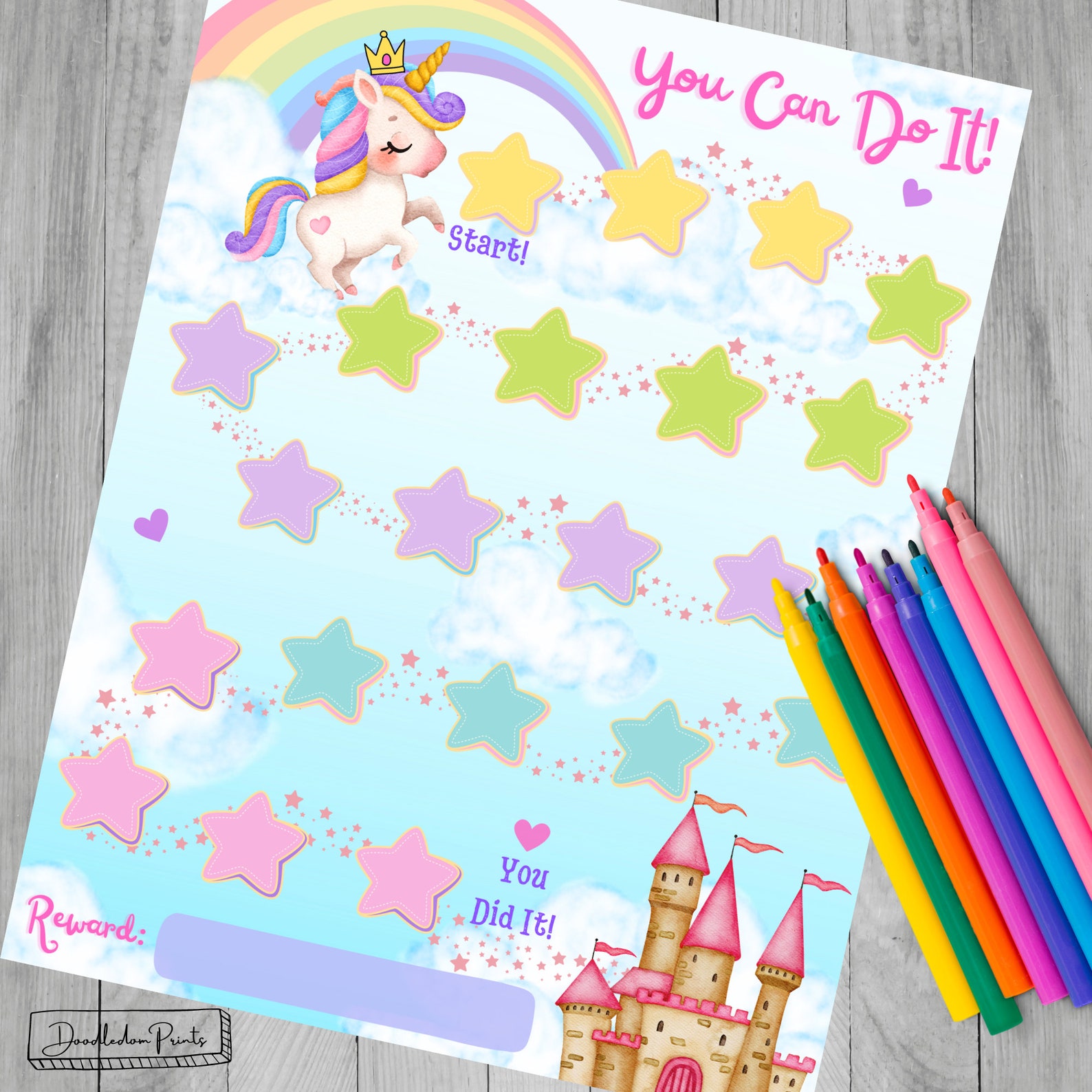 Unicorn Reward Chart for Kids, Printable Unicorn Daily Behavior Reward ...
