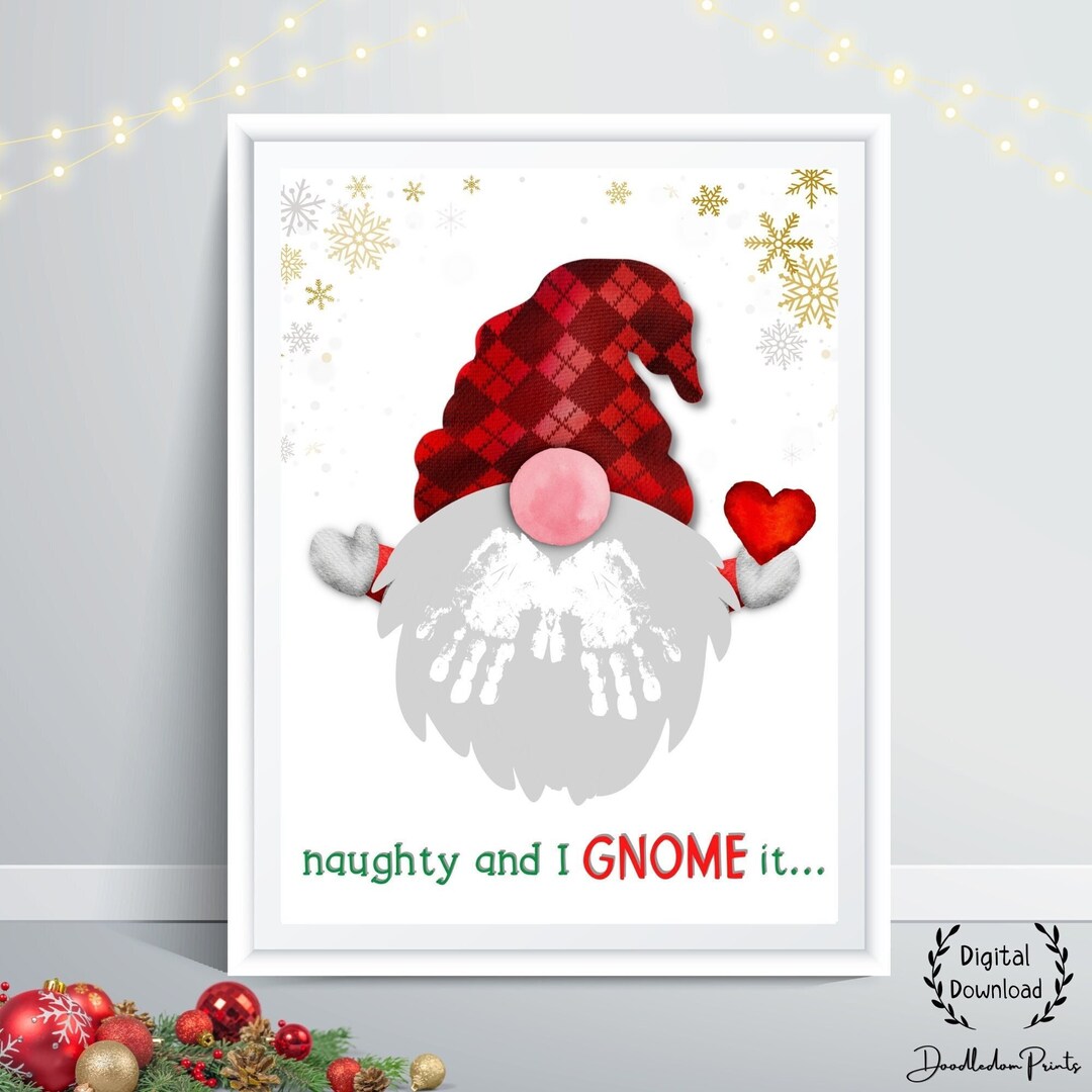 Christmas Gnome Handprint Template, Christmas Printable Handprint Craft ...