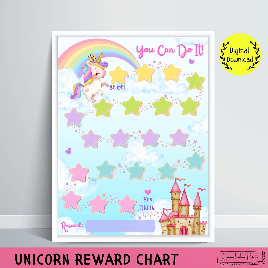 Unicorn Reward Chart for Kids, Printable Unicorn Daily Behavior Reward ...
