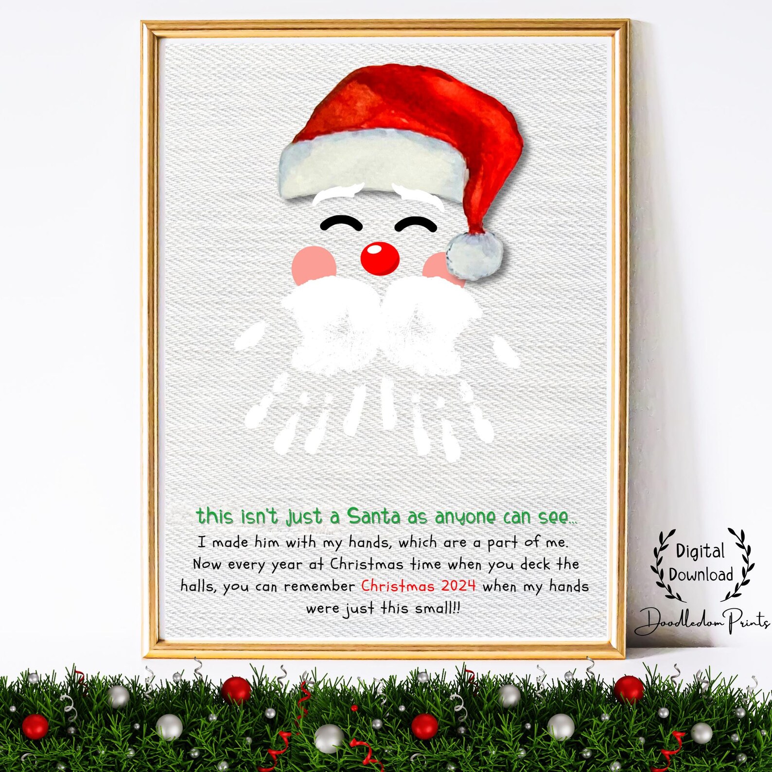 Christmas Santa Handprint Art, Santa Claus DIY Kid Christmas Craft ...