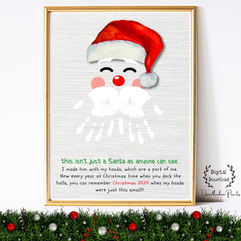 Christmas Santa Handprint Art, Santa Claus DIY Kid Christmas Craft ...