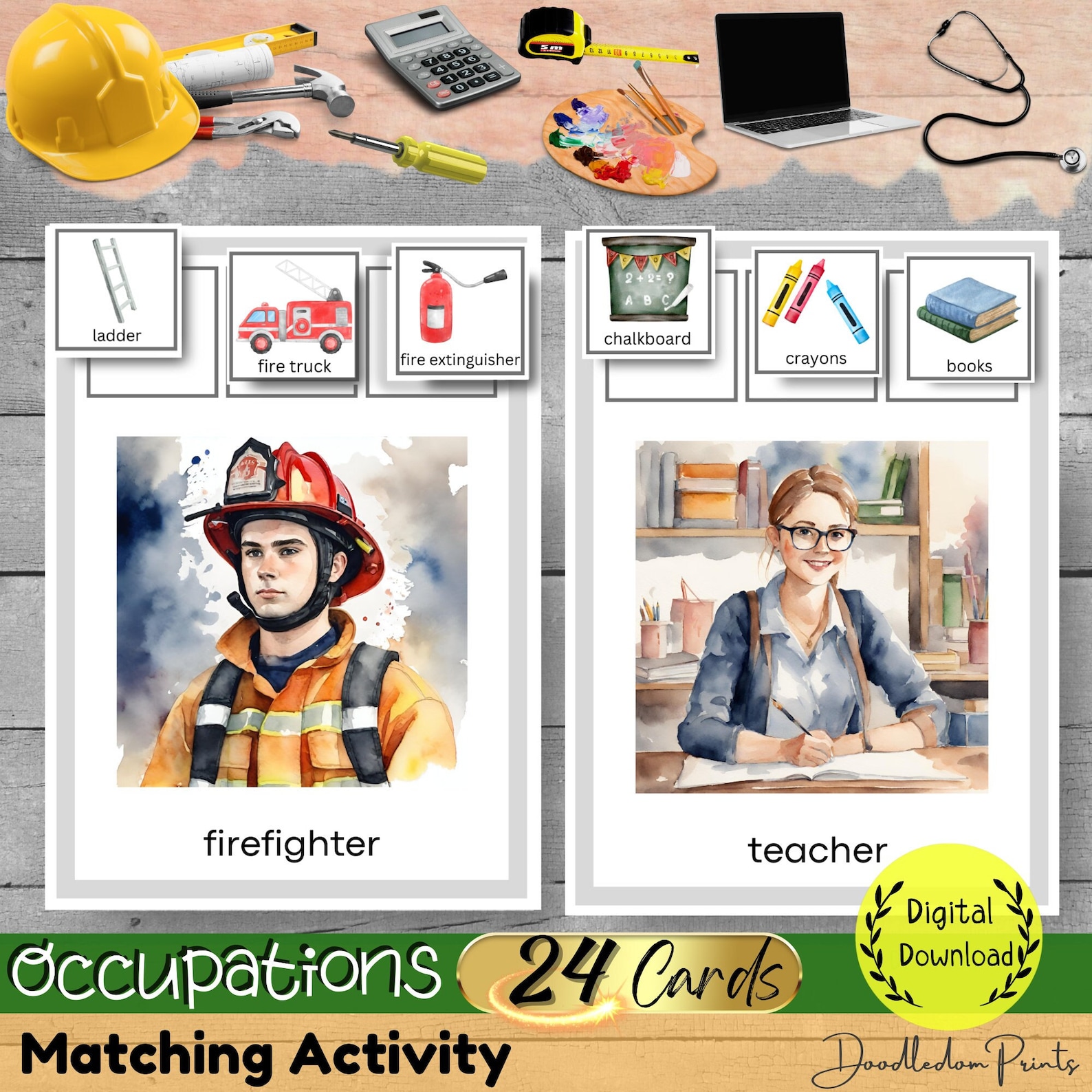 Community Helpers Preschool Sorting Mats, Montessori Printable ...
