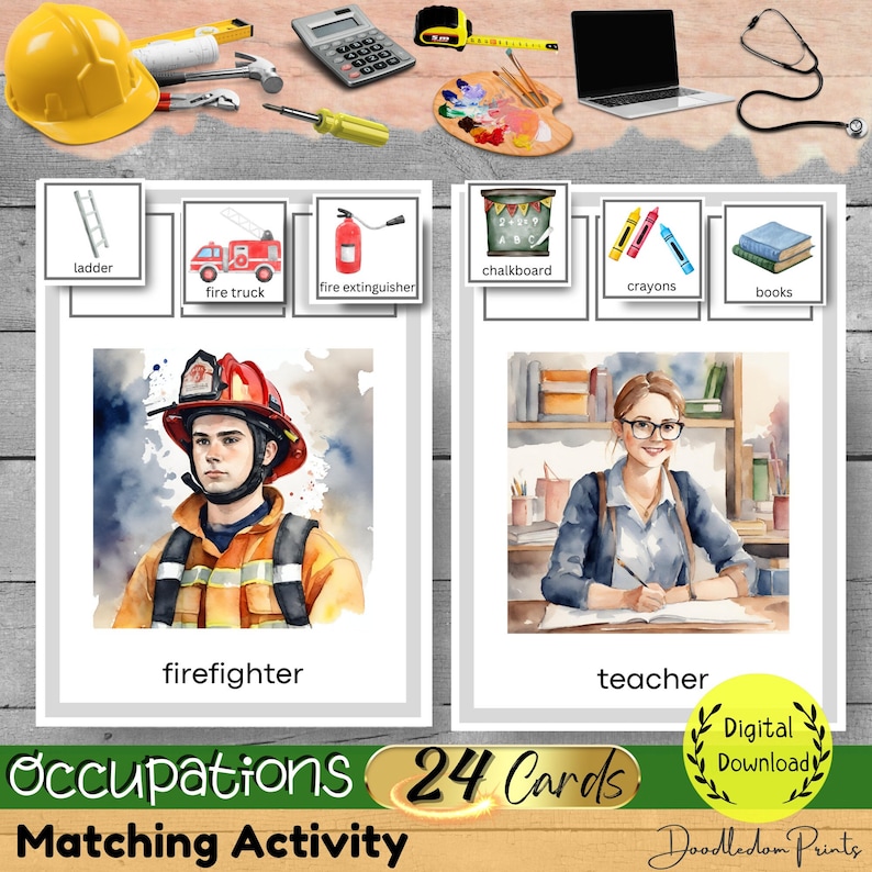 Community Helpers Preschool Sorting Mats, Montessori Printable ...