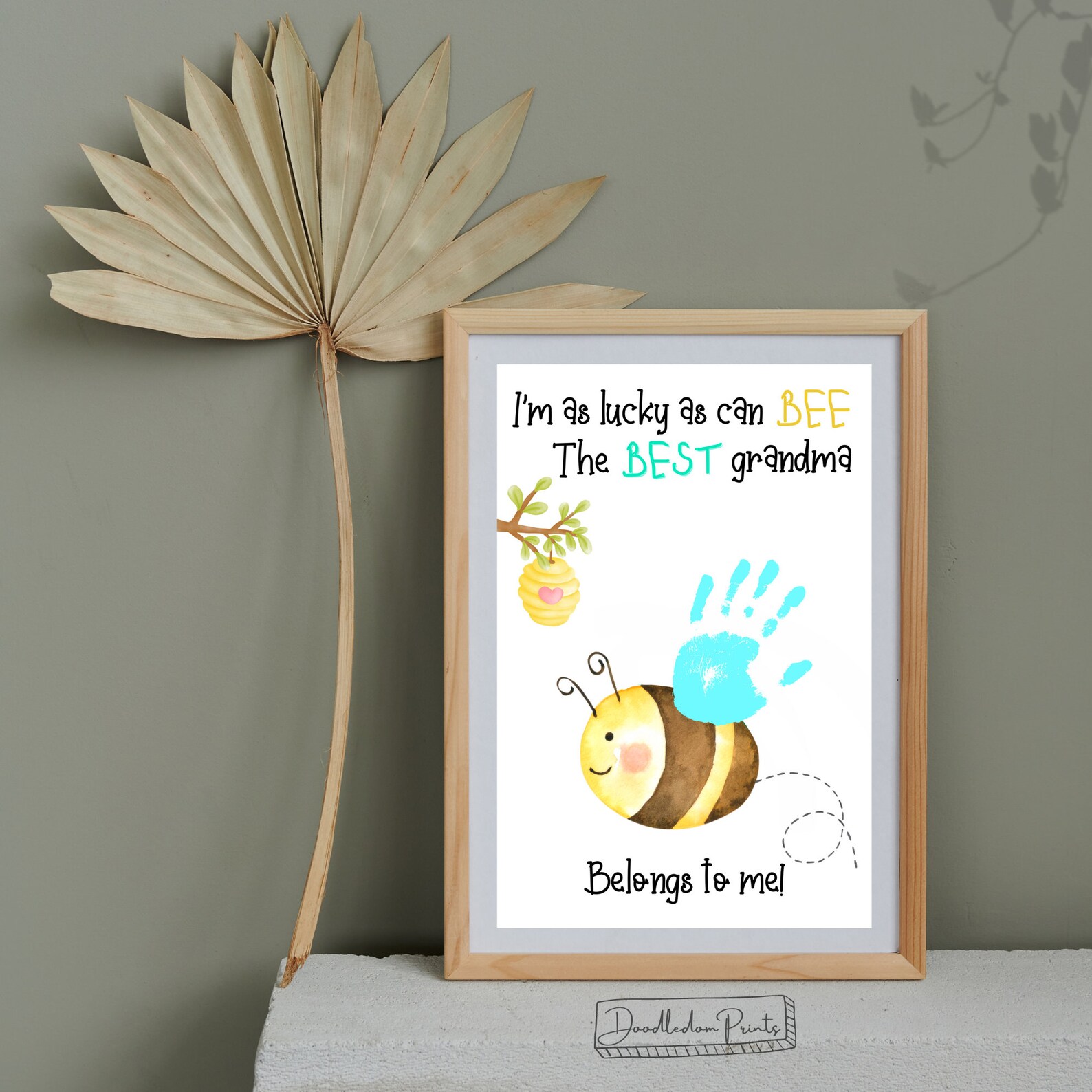 Handprint Art for Grandma, Printable Birthday Card for Grandmother, DIY ...
