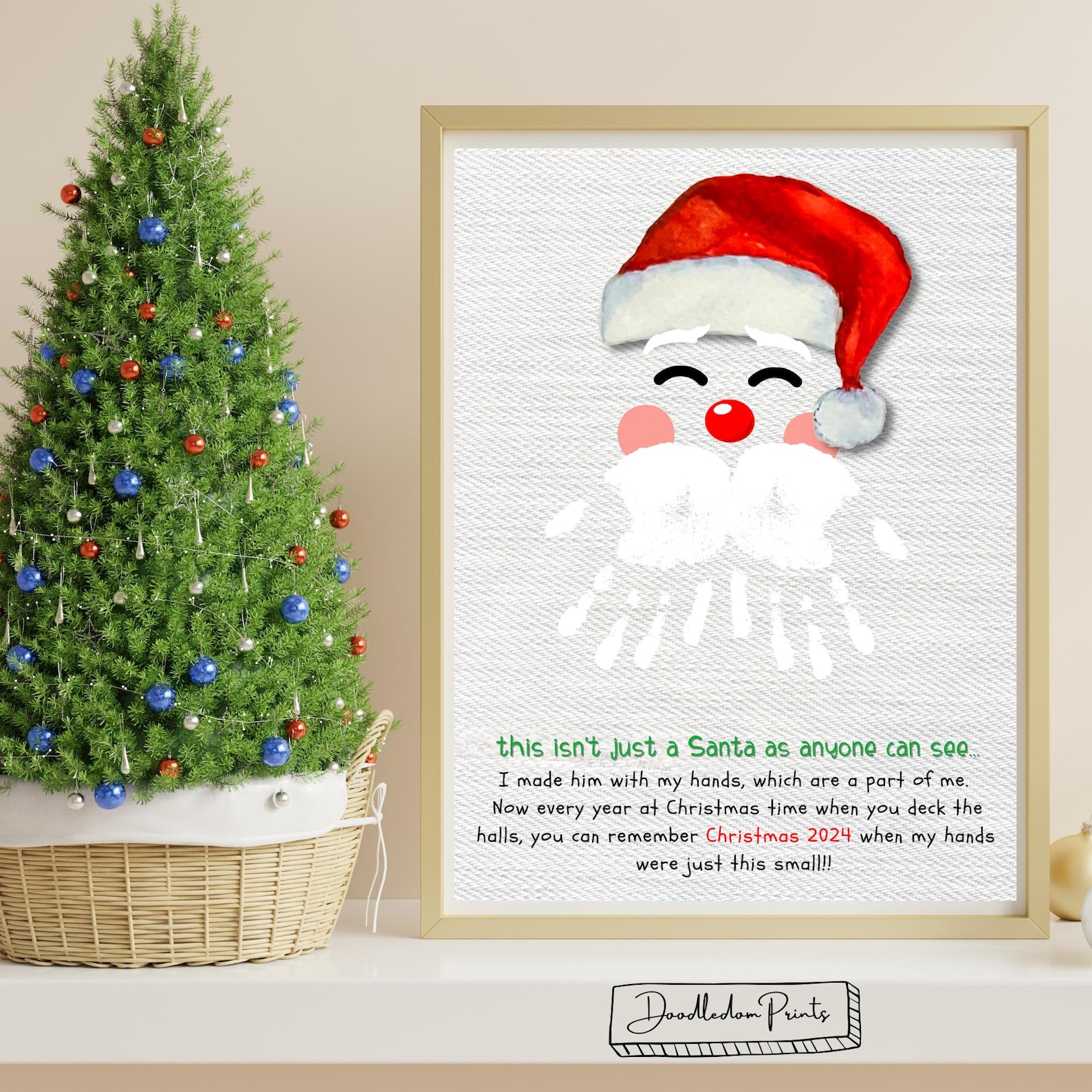 Christmas Santa Handprint Art, Santa Claus DIY Kid Christmas Craft ...