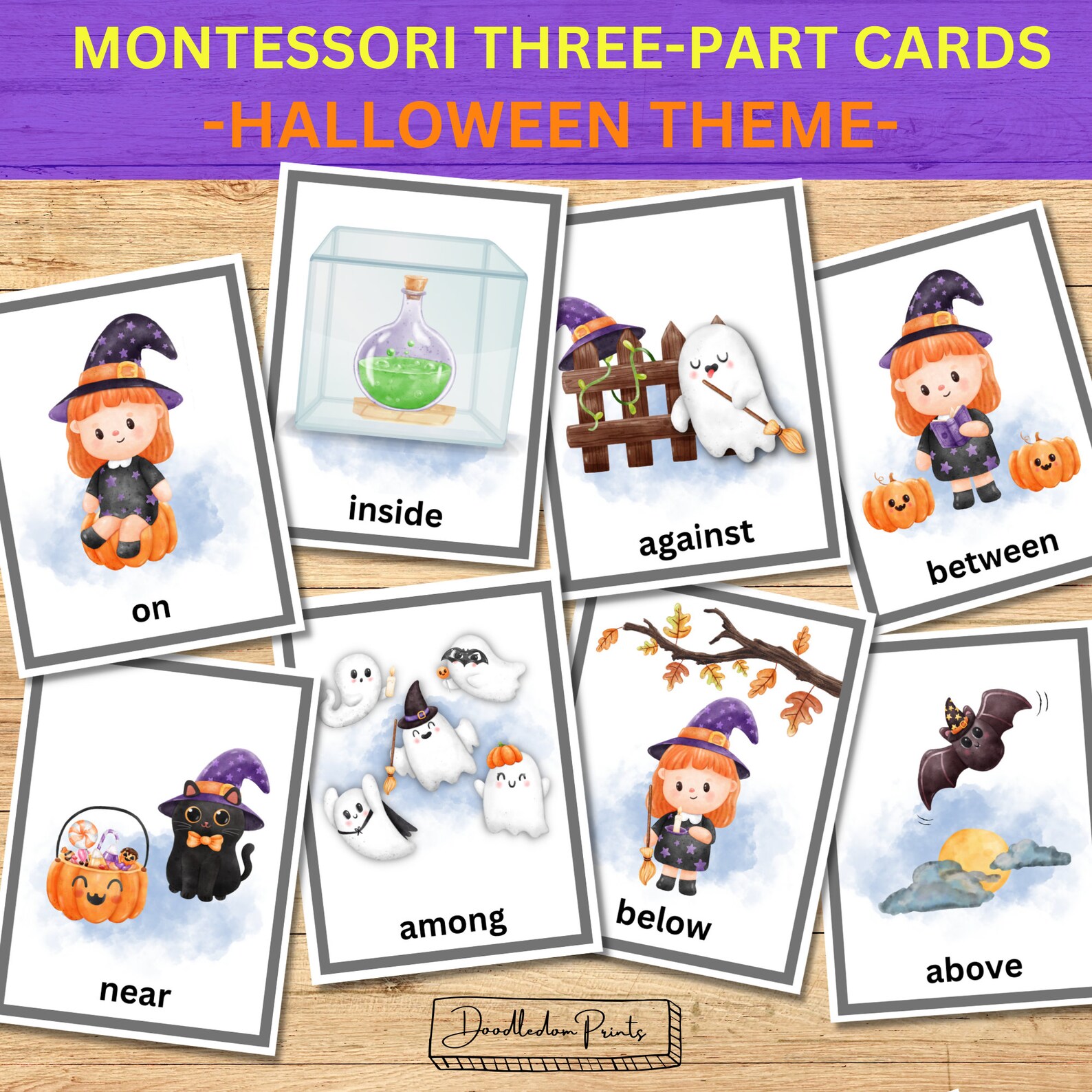 HALLOWEEN Preposition Activity, Fall Preposition Picture Cards ...
