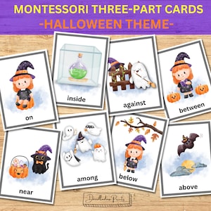 HALLOWEEN Prepositions Preschool Activity, Autumn Montessori Printable ...