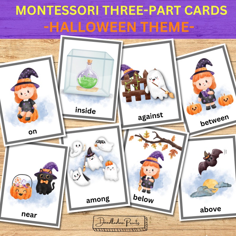 HALLOWEEN Prepositions Preschool Activity, Autumn Montessori Printable ...