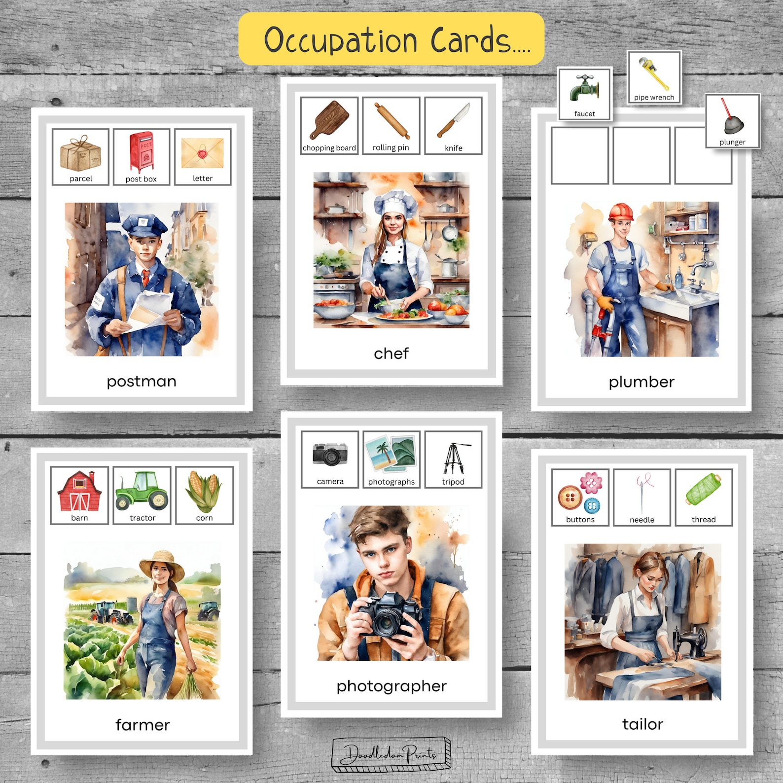 Community Helpers Preschool Sorting Mats, Montessori Printable ...