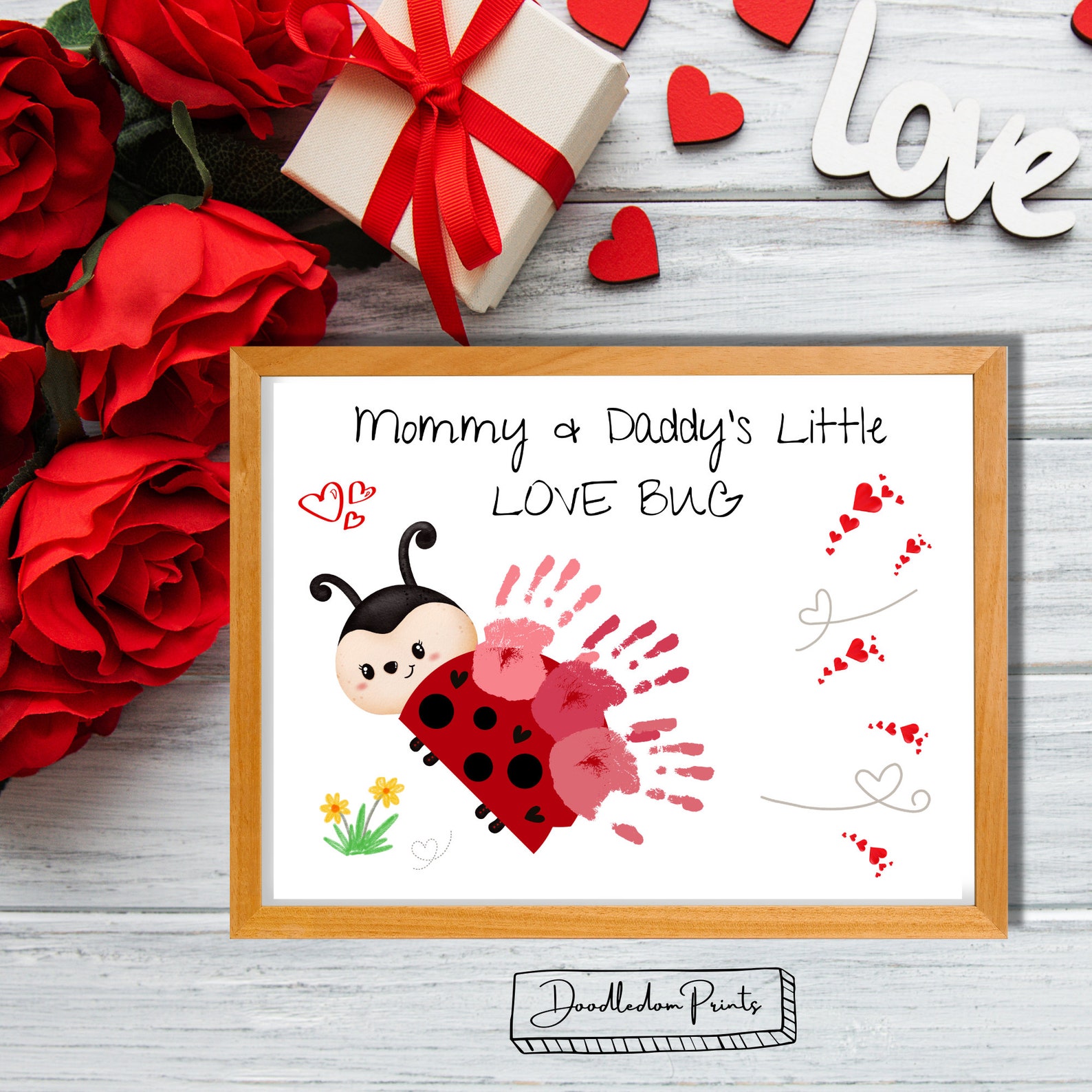 Valentines Day Handprint Craft, Baby Handprint Art Printable, Toddler ...