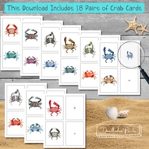 Crabs Matching Activity, Montessori Crustaceans Printable, Toddler ...