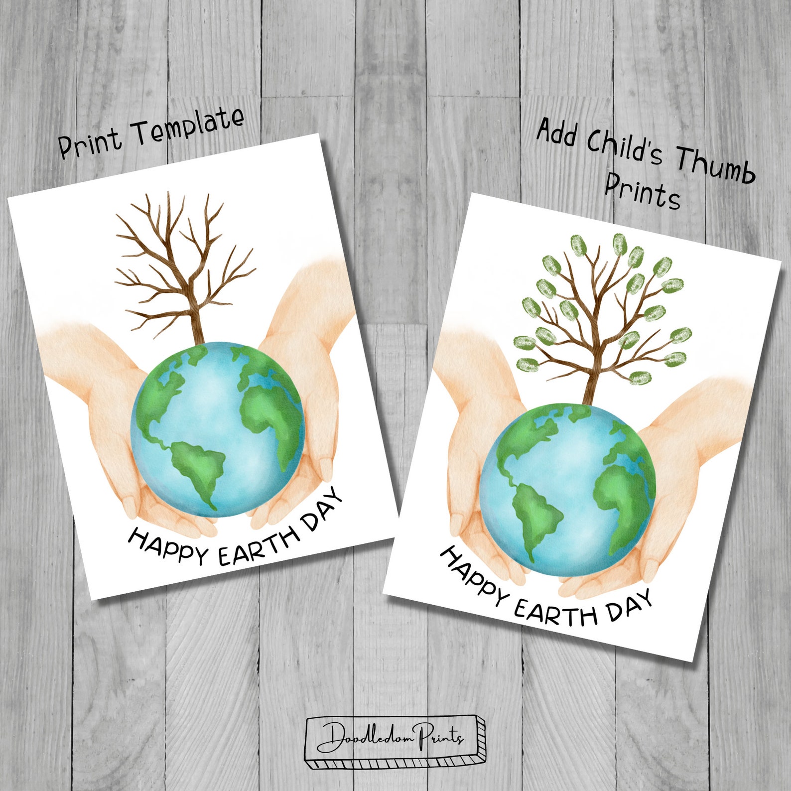 Earth Day Handprint Art, Preschool Earth Day Thumbprint Tree Craft ...