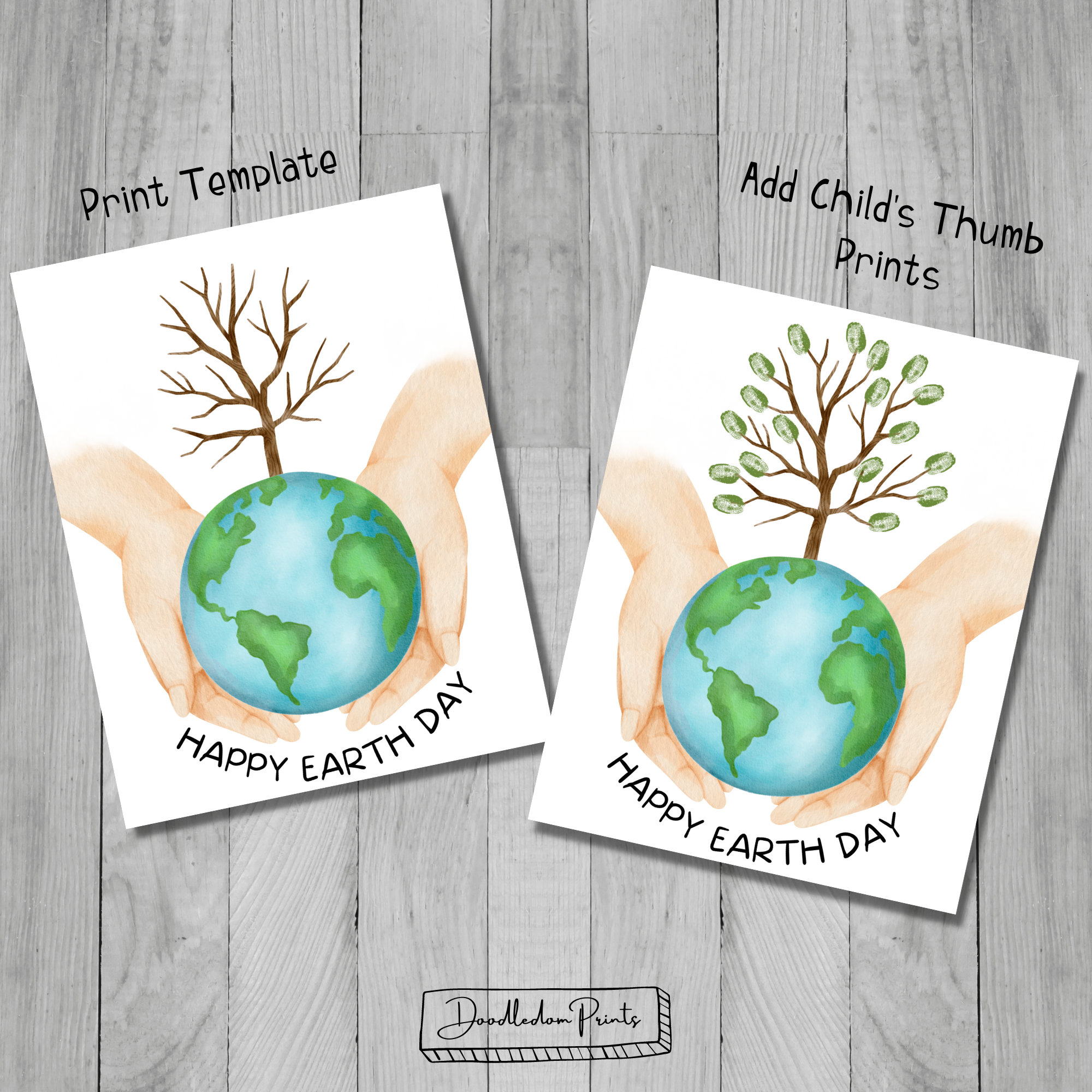 Earth Day Handprint Art, Preschool Earth Day Thumbprint Tree Craft ...