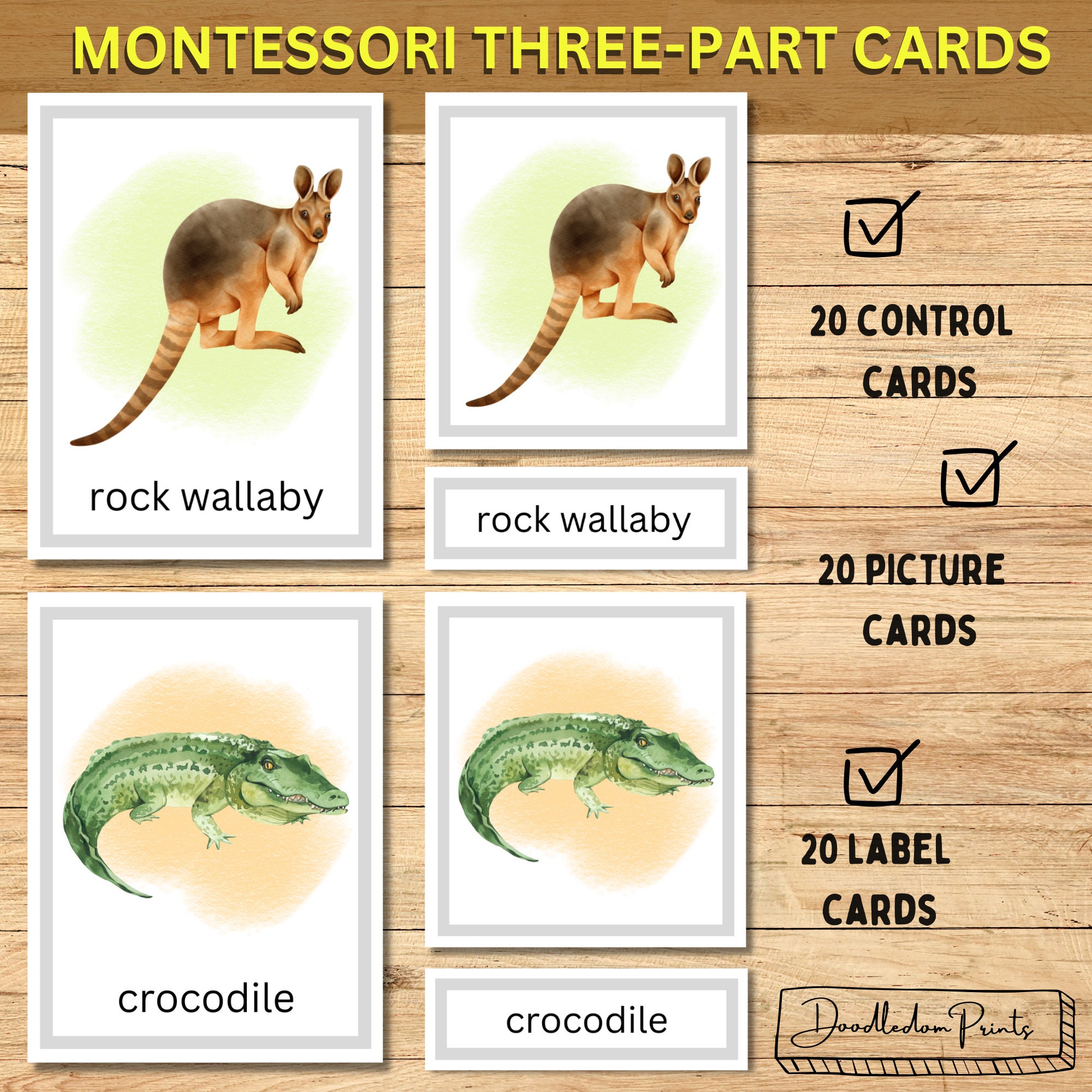 Australian Animals 3 Part Cards Toddler Preschool Activity, Australia ...