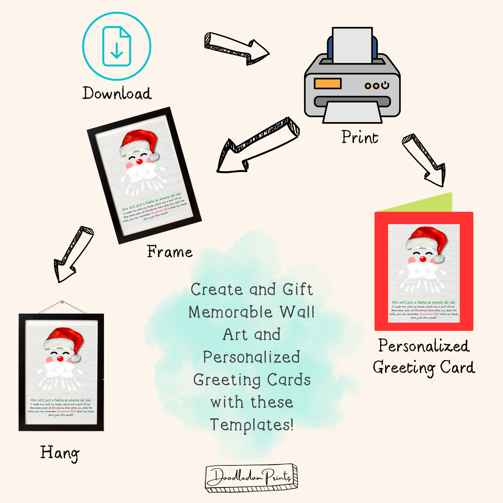 Santa Claus Handprint Craft, Father Christmas Beard, Baby Toddler Kids ...