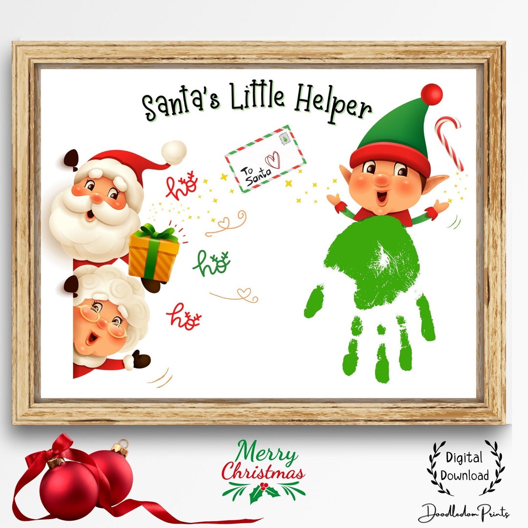 Christmas Handprint Art Gift, Printable Christmas DIY Card, Christmas ...