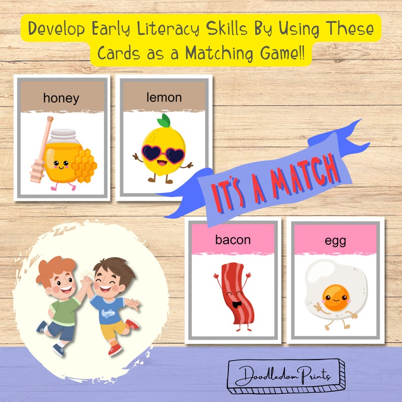 Pick a Partner Classroom Cards, Kids Food Pairing Matching Game ...