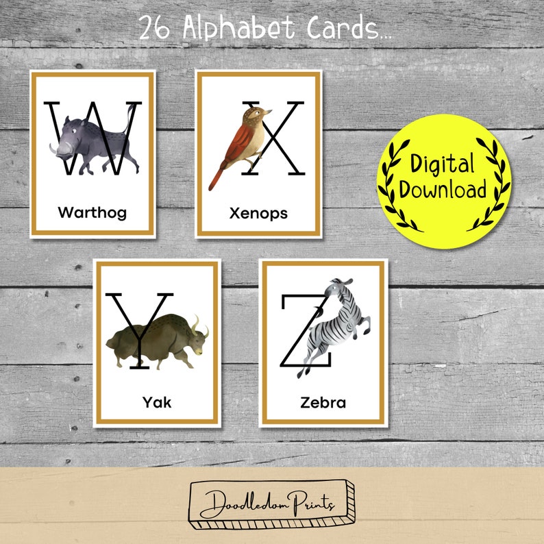 ABC Animal Flashcards, Montessori Printable Alphabet Flashcards ...