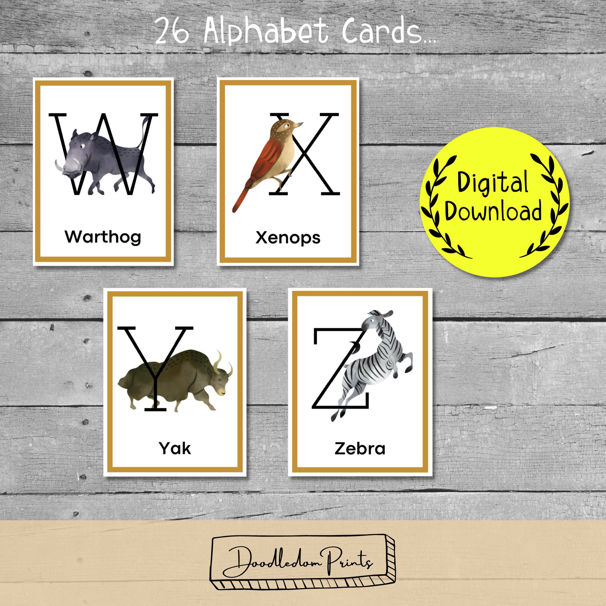 ABC Animal Flashcards, Montessori Printable Alphabet Flashcards ...