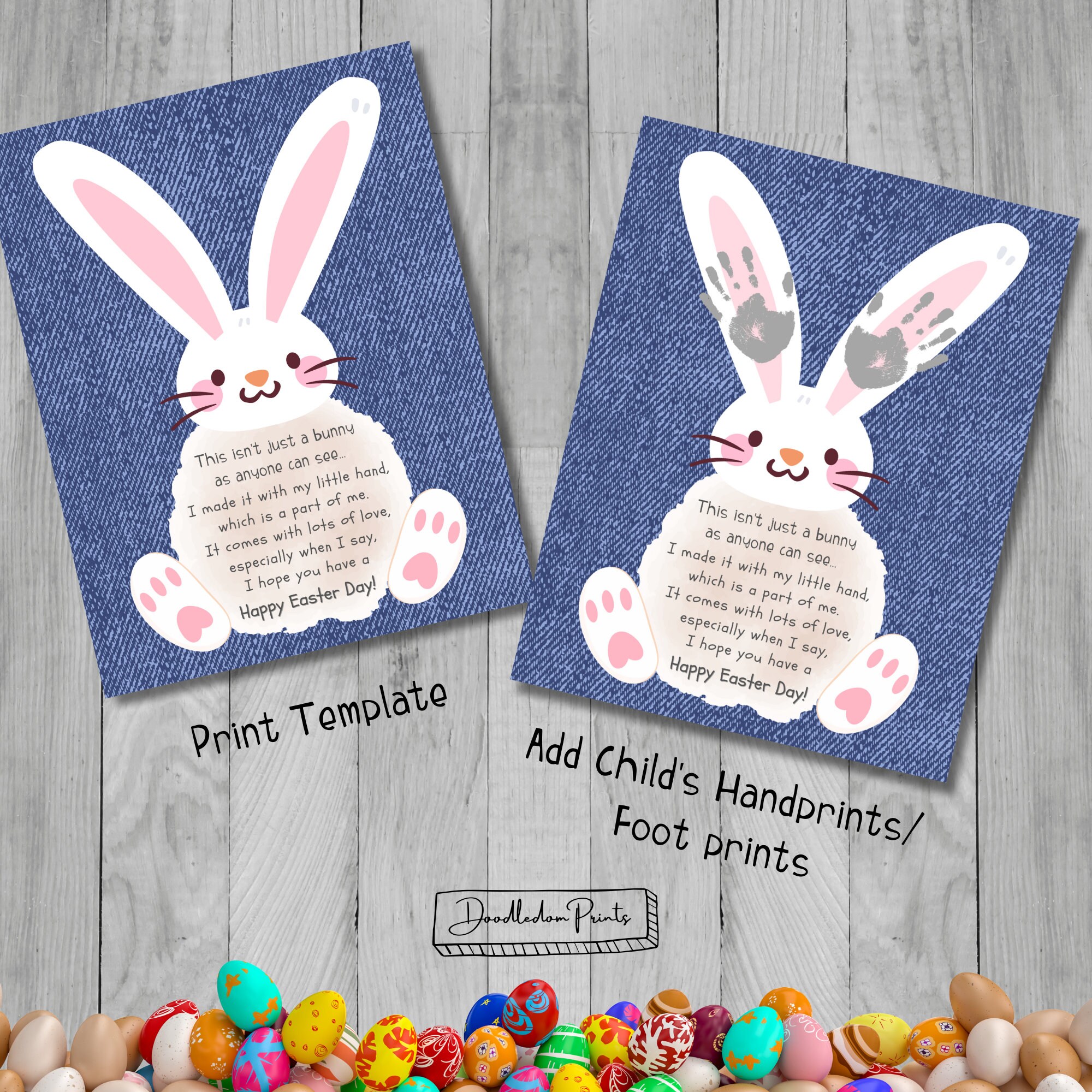 Easter Bunny Handprint Art, Printable Easter Handprint Poem Template ...