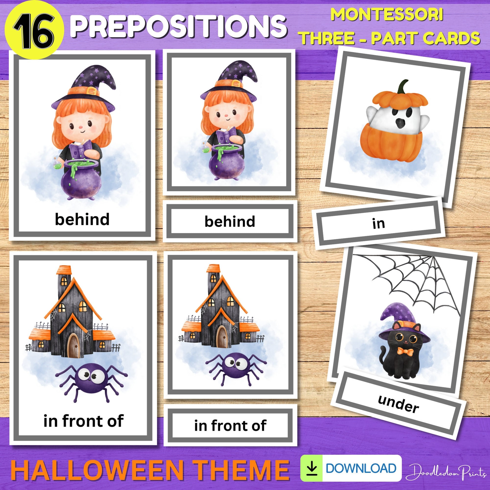 HALLOWEEN Prepositions Preschool Activity, Autumn Montessori Printable ...